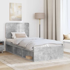 Rám postele s čelo Beton 90 x 200 cm Masivní borové dřevo 3412536