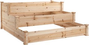 Outsunny vyvýšený záhon 3-patrový záhon na rostliny Záhon na bylinky Květinový záhon na balkon a zahradu z přírodního jedlového dřeva 124x124x56 cm |…