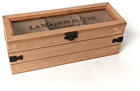 Dřevěná krabička na čaj se třemi přihrádkami - PARIS