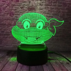 3D LED Lampička Želvy Ninja