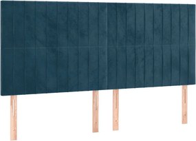 Čelo postele s LED tmavě modré 200x5x118/128 cm samet 3122732