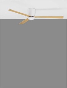 NV 9952335 Stropní ventilátor DELL tělo z hliníku dřevo a matná bílá 3ABS dřevěné listy - NOVA LUCE