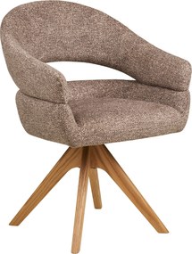 House Nordic Otočná židle DOVER hnědá s dřevěnými nohami 1001408