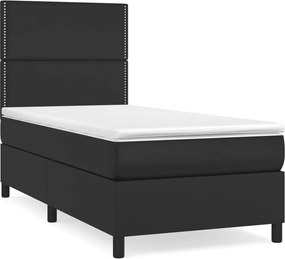 Box spring postel s matrací černá 90x200 cm umělá kůže 3142761
