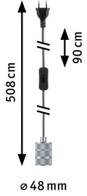 Paulmann 78437 Tilla, hliníkové svítidlo pro dekorativní žárovku s vypínačem a kabelem do zásuvky, 1x60W E27 délka 508cm