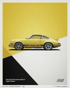 Umělecký tisk Porsche 911 RS - 1973 - Yellow, (40 x 50 cm)