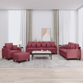 4dílná sedací souprava s polštáři vínová textil 3201646