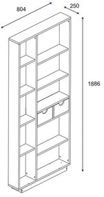 Designový regál Caitir 188,6 cm ořech bílý