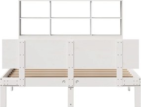 Postel s knihovnou bez matrace bílá 160x200 cm masivní borovice 3322671
