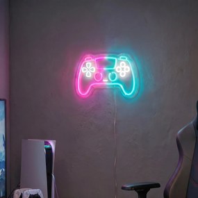 Neonová nástěnná lampa růžová s modrou včetně LED - Controller