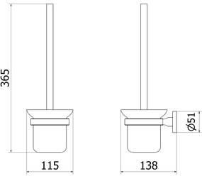 Mexen Remo, nástěnný toaletní kartáč, měděný matný, 7050750-65