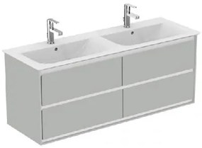 Ideal Standard Connect Air - Skříňka pod dvojumyvadlo, 1300x440x517 mm, lesklá světlá šedá/bílá mat E0824EQ