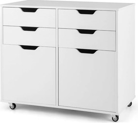 Costway Rolový kontejner s 4 zásuvkami a 2 dvířky kartotéka