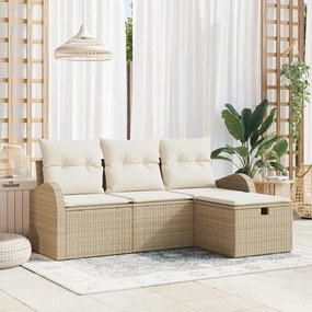 Set pohovek 4 ks Béžová a krémová polyratan 3359050