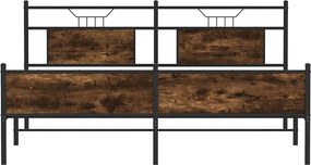 Kovový rám postele bez matrace kouřový dub 183 x 213 cm 3325115