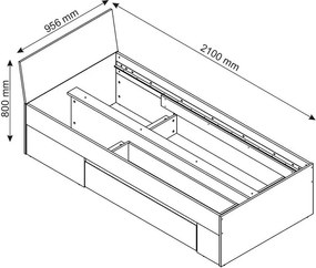 Postel se zásuvkami Carlos 90x200, dub artisan