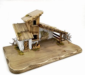 AMADEA Dřevěný betlém šedohnědý BEZ FIGUREK 45 cm