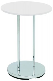 Mørtens furniture Odkládací stolek Raymond, 55 cm, bílá / chrom