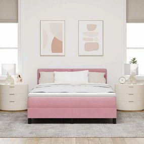 Postel s boxspringem s matrací s čelo Růžová 140 x 200 cm samet 3339115