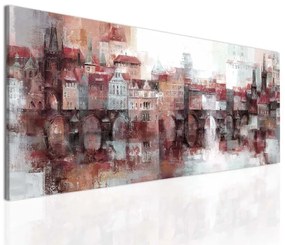 Malvis ® Obraz snové pražské panoráma - bordó Velikost (šířka x výška): 50x20 cm