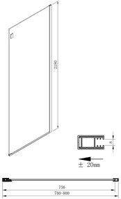 Gelco Volcano Black boční stěna 800 mm, GV3480