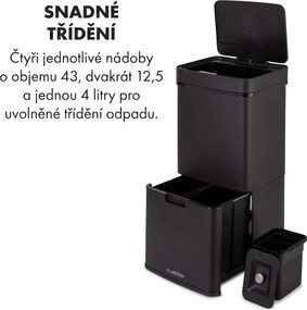 Klarstein Royal Trash Matte Black, odpadkový koš se senzorem, 72 l, ušlechtilá ocel, matná černá