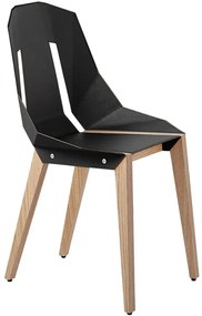 OnaDnes -20% Černá koženková jídelní židle Tabanda DIAGO s dubovou podnoží