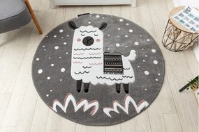 Dywany Łuszczów Dětský kusový koberec Petit Lama grey kruh ROZMĚR: 140x140 (průměr) kruh