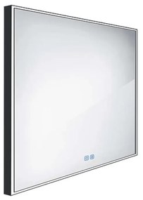 Nimco - Zrcadlo s LED osvětlením, 70x70 cm, dotykový senzor, černá ZPC 13077VX-90