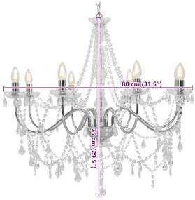 vidaXL Marketos Lustr s korálky stříbrný 8 x žárovky E14