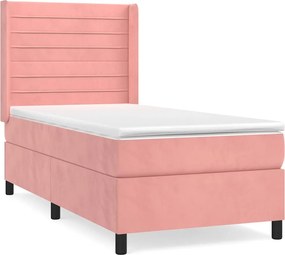 Box spring postel s matrací růžová 80 x 200 cm samet 3132710