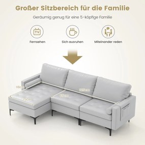 Costway Multiple Combination Sofa Collection Sections Modular s porty USB