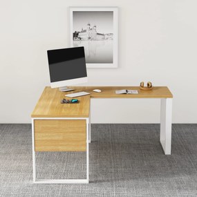 Rohový kancelářský stůl Houseland Nuvia Home 01 160 cm dub/bílý
