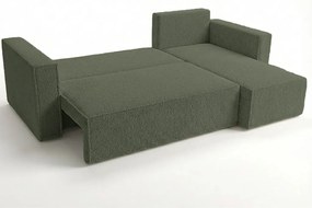 Rozkládací oboustranná sedací souprava do L SMART BOUCLE 232x143 cm, tmavě zelená