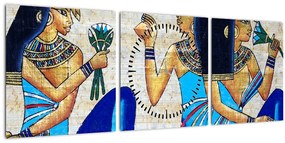 Obraz - Egyptské malby (s hodinami) (90x30 cm)