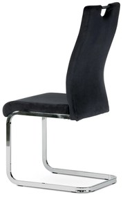 Autronic - Jídelní židle, potah černá sametová látka, kovová chromovaná podnož a madlo - DCL-416 BK4