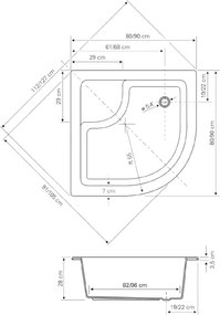 Aqualine 80 x 80 cm C83 sprchová vanička s nožičkami