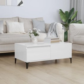 Konferenční stolek bílý s leskem 90x50x36,5 cm kompozitní dřevo,  821118 HangarStore.cz