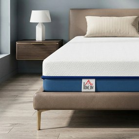 HOMCOM matrace 90x190 cm, jednolůžková matrace, paměťová pěna se zeleným čajem, snímatelný pratelný potah, střední tuhost