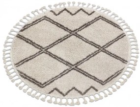 Dywany Łuszczów, Kusový koberec Berber Asila cream and brown kruh, 120x120 (průměr) kruh, hnědá, ložnice