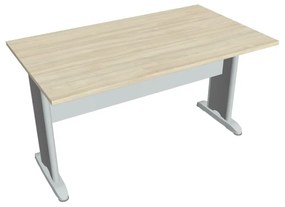 Stůl jednací rovný 140 cm - Hobis Cross CJ 1400 Dekor stolové desky: akát, Dekor lamino podnože: šedá, Barva nohou: Stříbrná
