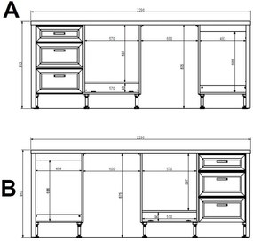 Kuchyňská linka Jasmin, bělená pinie/dub artisan