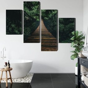Vícedílný obraz Dřevěný Visutý Most V Lese Nedostatek Nedostatek Plátno Canvas 160x100