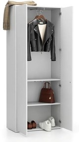 PLAN Kancelářská šatní skříň LAYERS, výsuv, 800 x 400 x 1905 mm, bílá / šedá