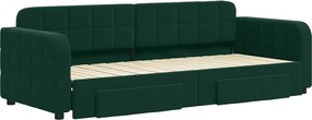 Válenda s přistýlkou a zásuvkami tmavě zelená 80 x 200 cm samet 3196972