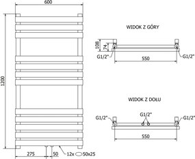 Mexen Jowisz koupelnový radiátor 1200 x 600 mm, 594 W, černý - W107-1200-600-00-70