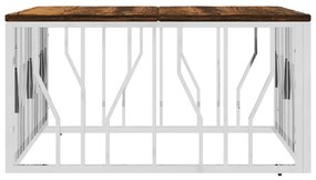 Konferenční stolek stříbrný nerezová ocel a recyklované dřevo - Default Title