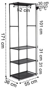 Otevřená šatní skříň MILENA černá