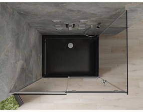 Mexen Omega, sprchový kout s posuvnými dveřmi 100 (dveře) x 80 (stěna) cm, 8mm šedé sklo, chromový profil + slim sprchová vanička černá + chromový sifon, 825-100-080-01-40-4070