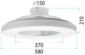 Toolight Stropní osvětlení s ventilátorem Bílé APP1551-C
